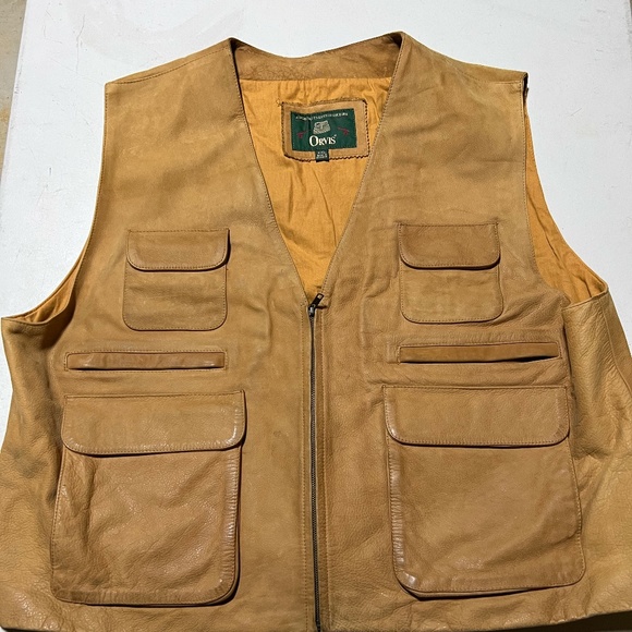 Orvis | Jackets & Coats | Orvis Leather Sportsman Vest With 6 Pockets ...